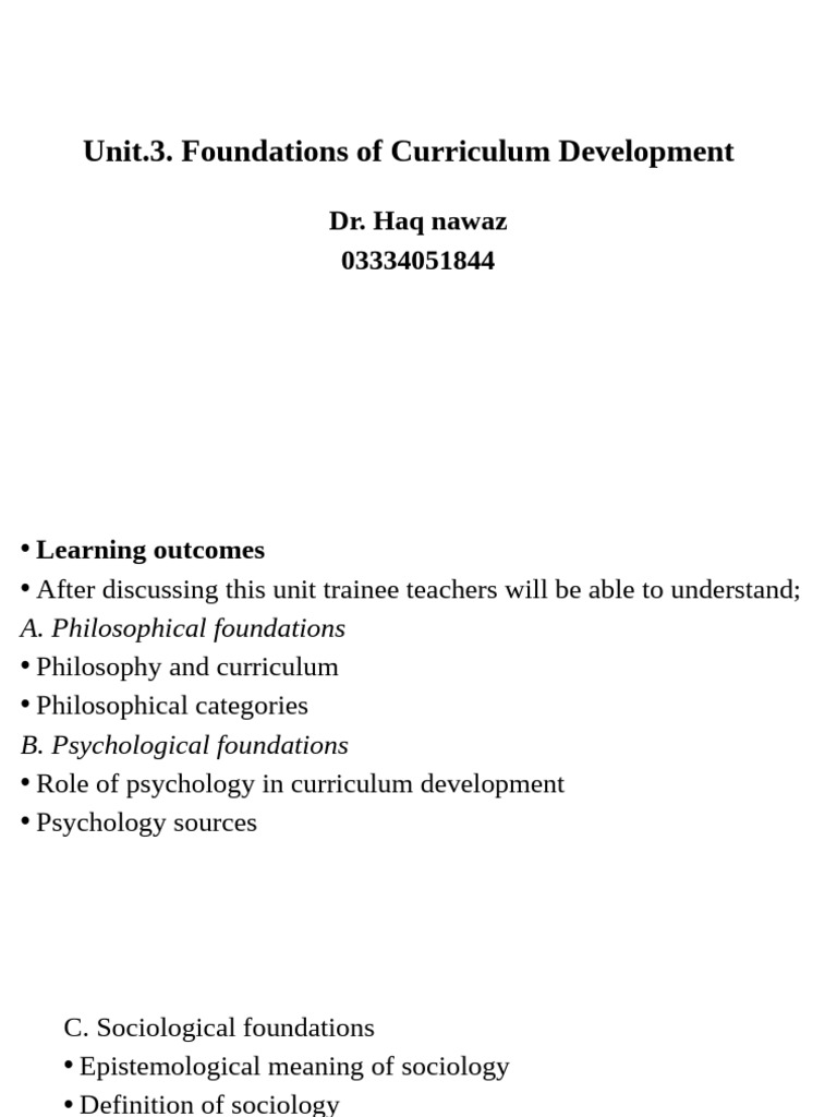 Unit 3 Foundations of Curriculum Development | PDF