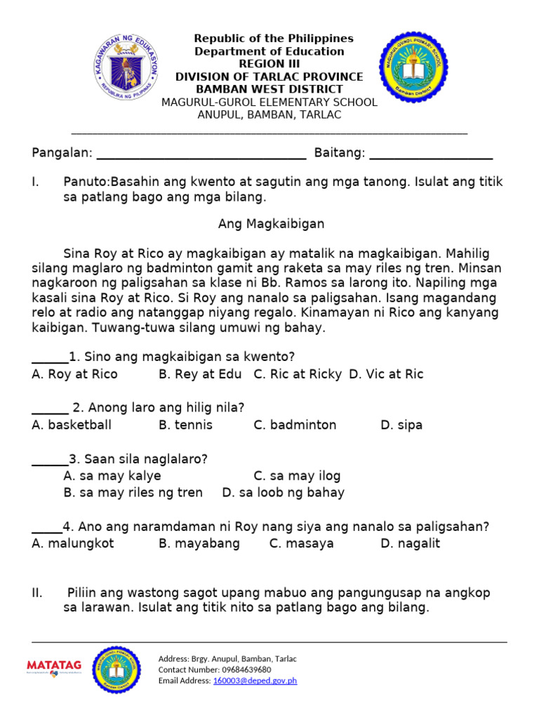 PT - MTB 1 - Q2 | PDF