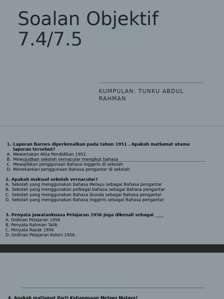 Soalan Objektif TAR | PDF