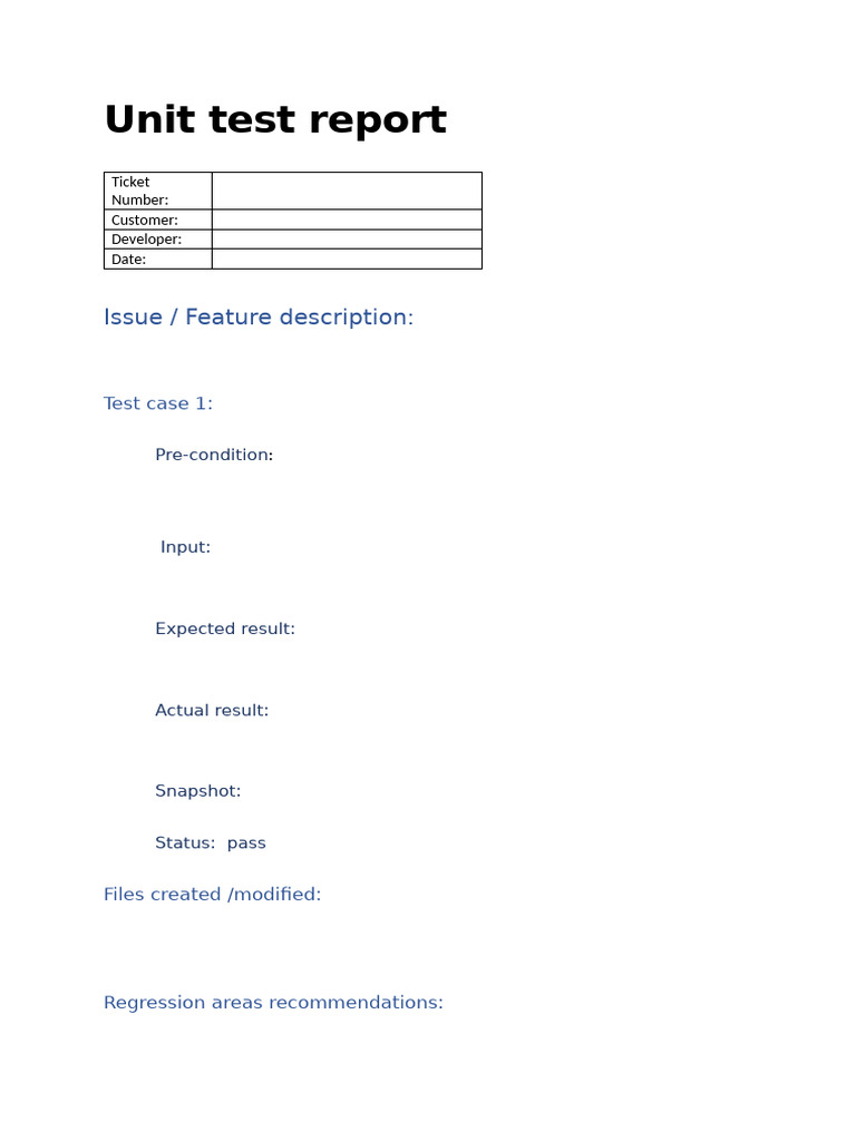 Unit Test Report Template | PDF