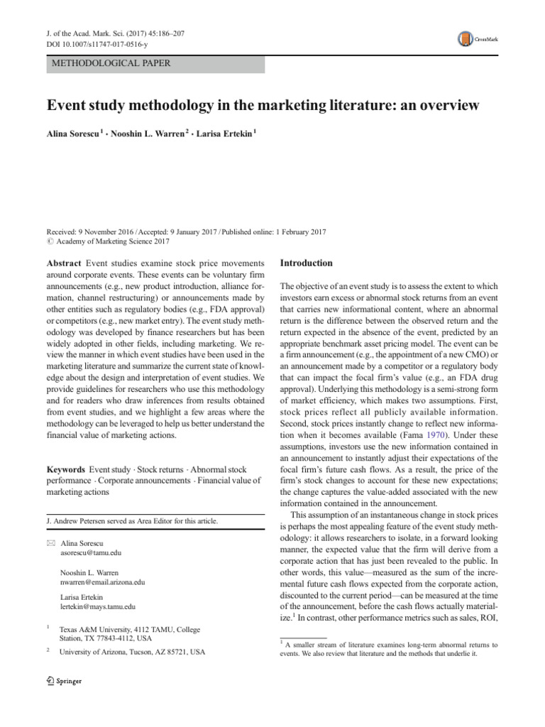 Event Study Methodology | PDF