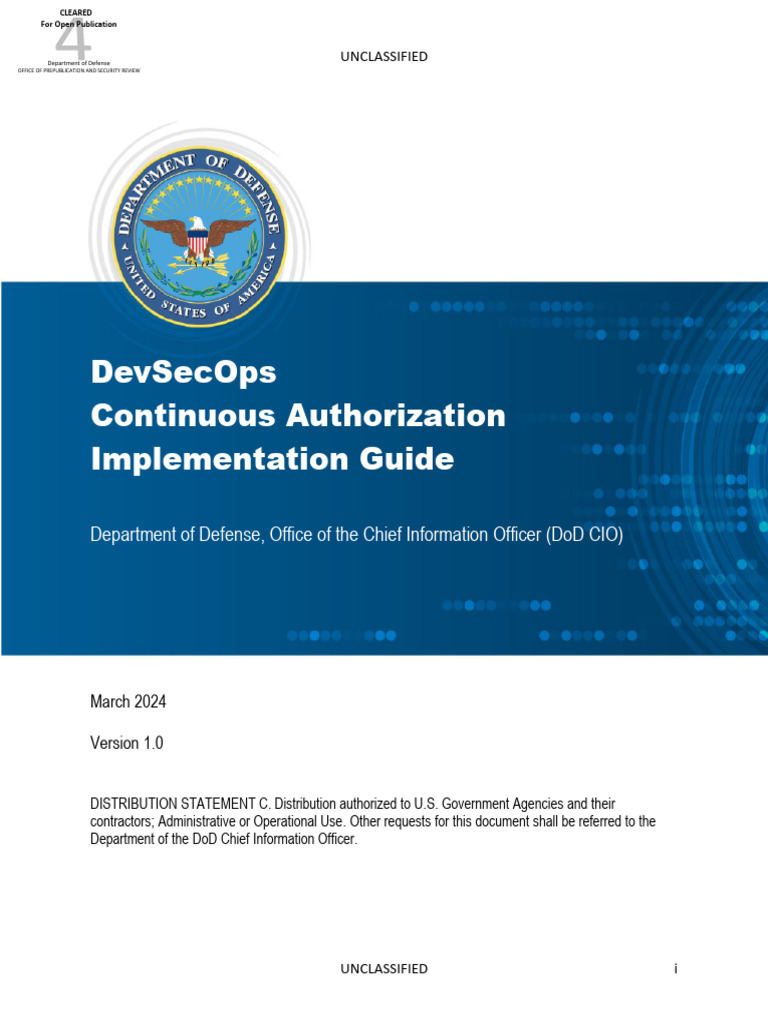 DevSecOps Continuous Authorization Implementation Guide | PDF