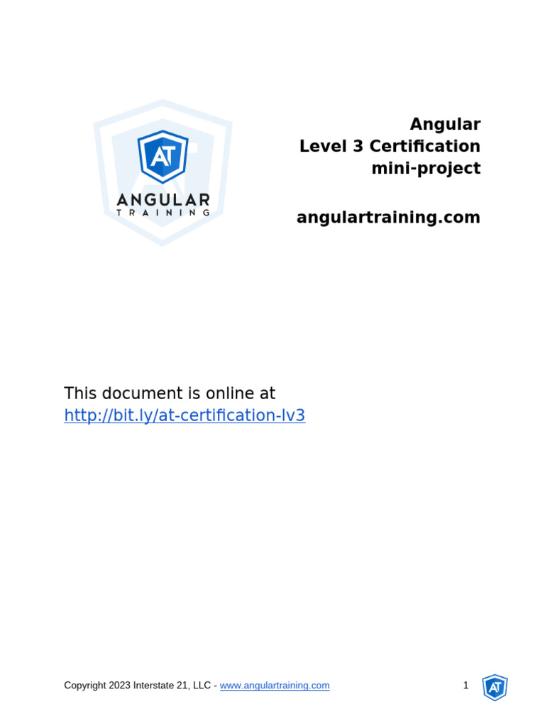 Angular Level 3 Certification Mini Project Pdf
