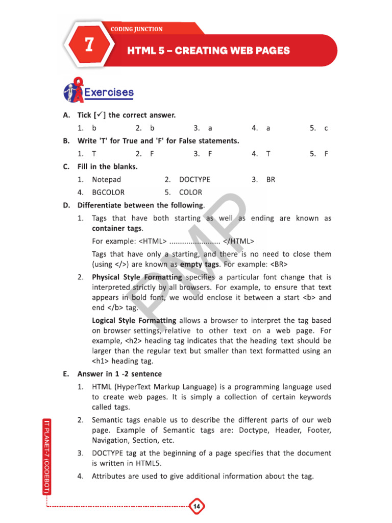 Class 7-Lesson 7 (HTML) | PDF