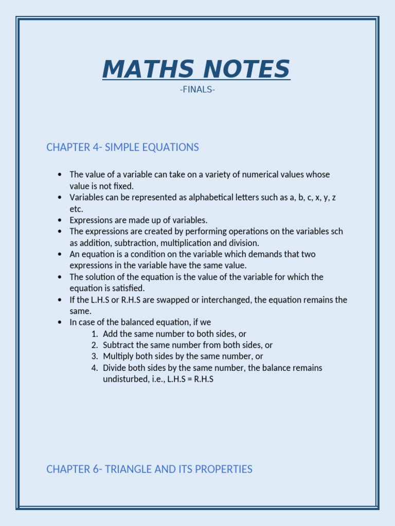 Maths Notes | PDF