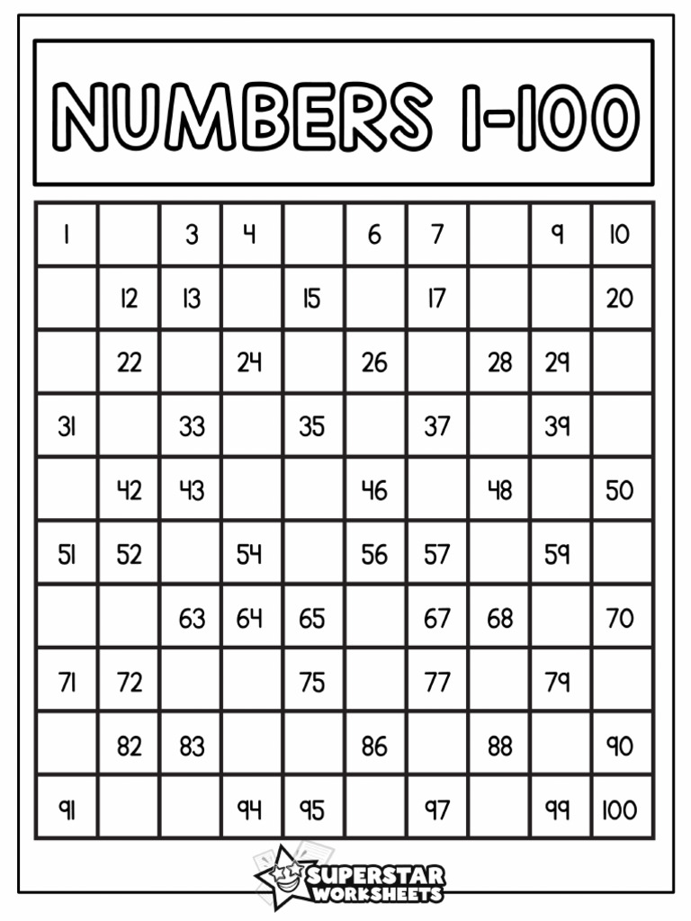 Number Fill in Worksheet 1 | PDF