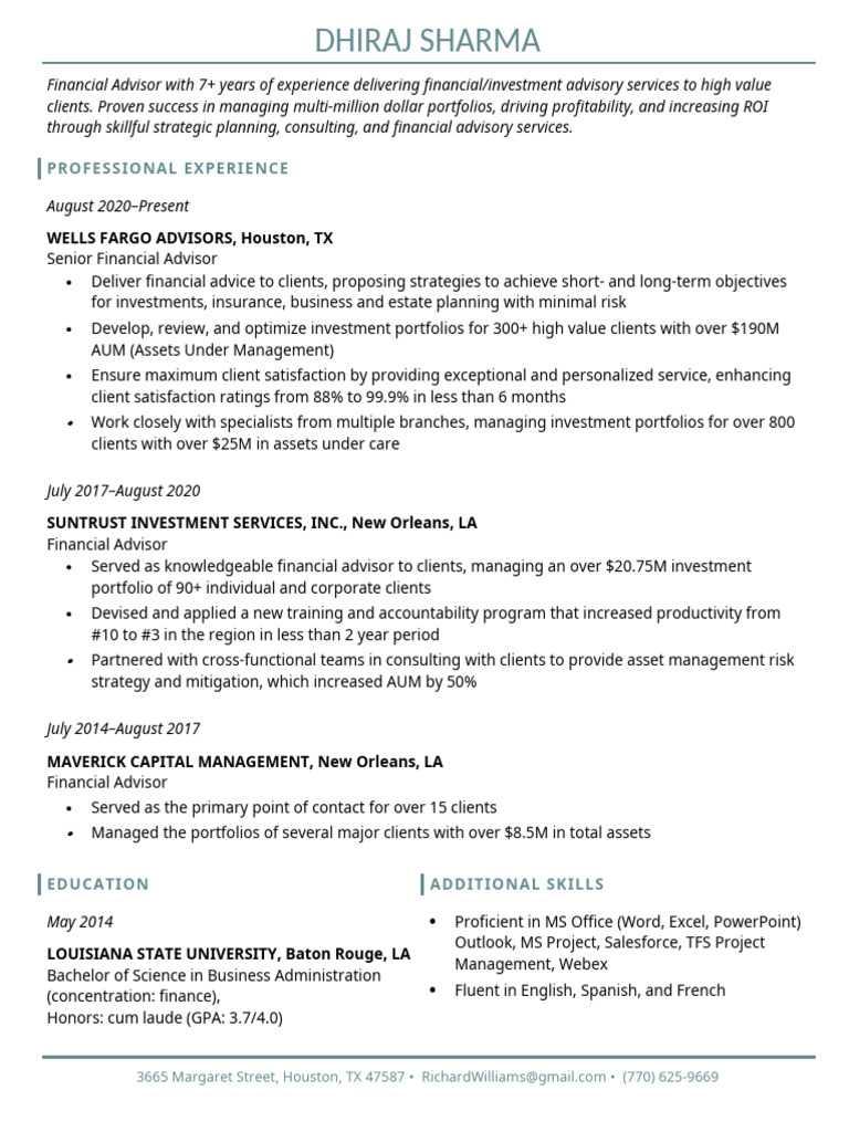 Chronological Resume Example | PDF