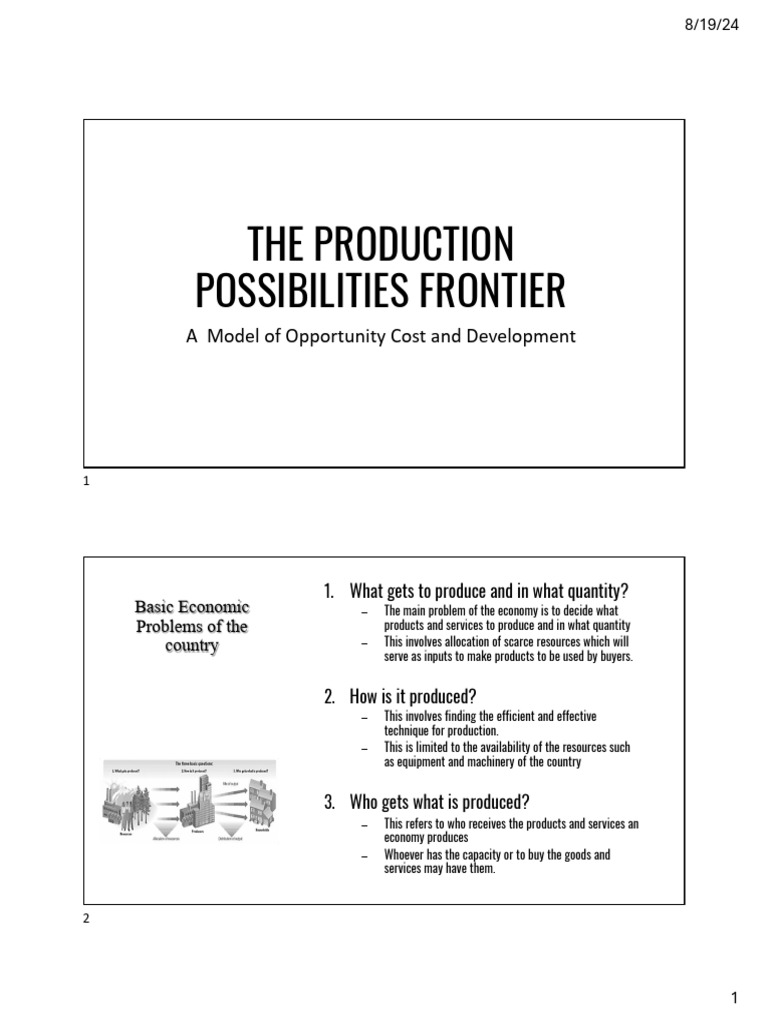Production Possibilities Frontier and Marginal Cost and Benefit | PDF