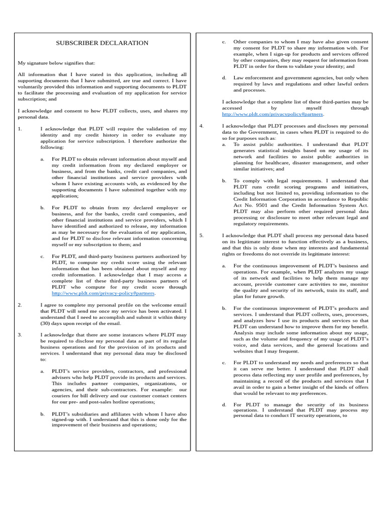Subscriber Declaration With Subscription Certificate | PDF