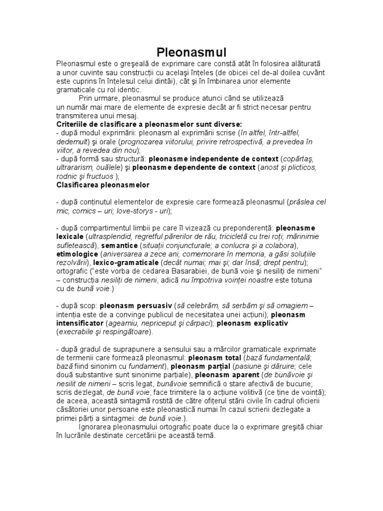 Pleonasmul | PDF