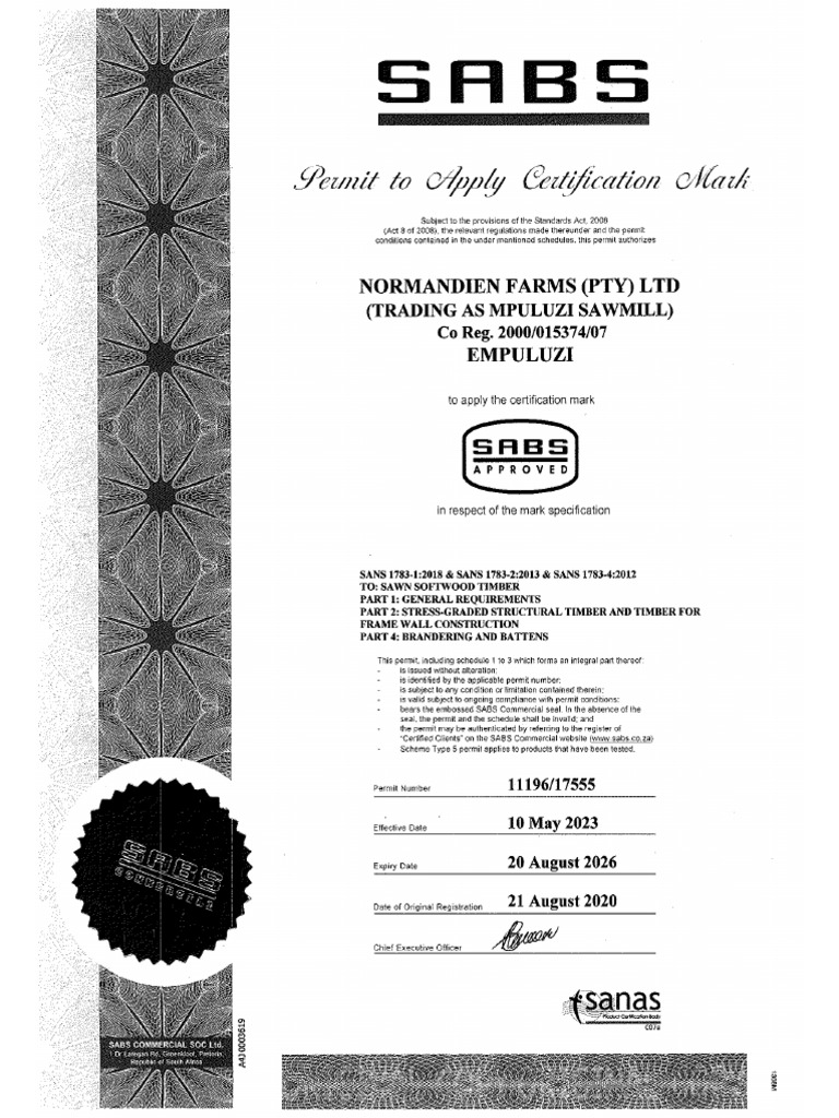 Empuluzi SABS-Certificate | PDF