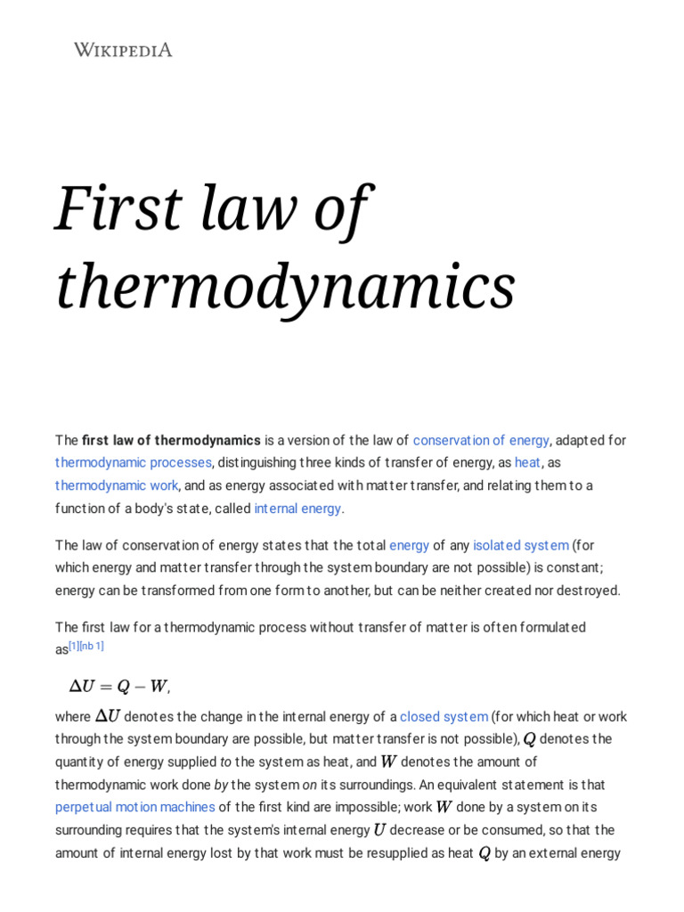 First Law of Thermodynamics Explained | PDF | Heat | Finance & Money ...