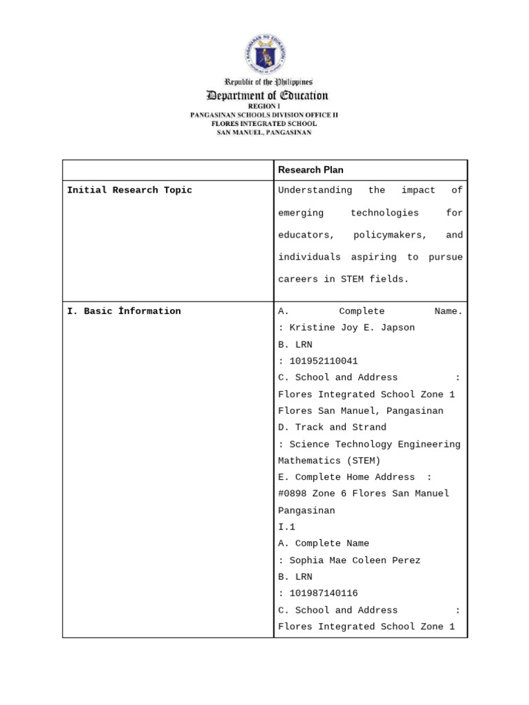 Research Plan | PDF