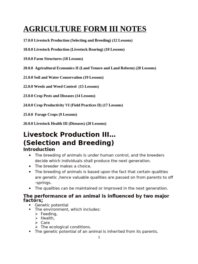 Agriculture Form 3 Notes | PDF