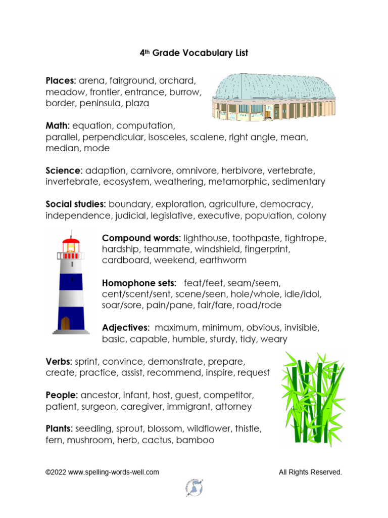 4th Grade Vocabulary List | PDF