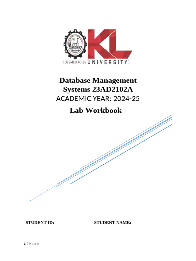 DBMS Workbook Solutions | PDF