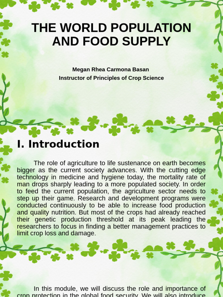 The World Population and Food Supply | PDF