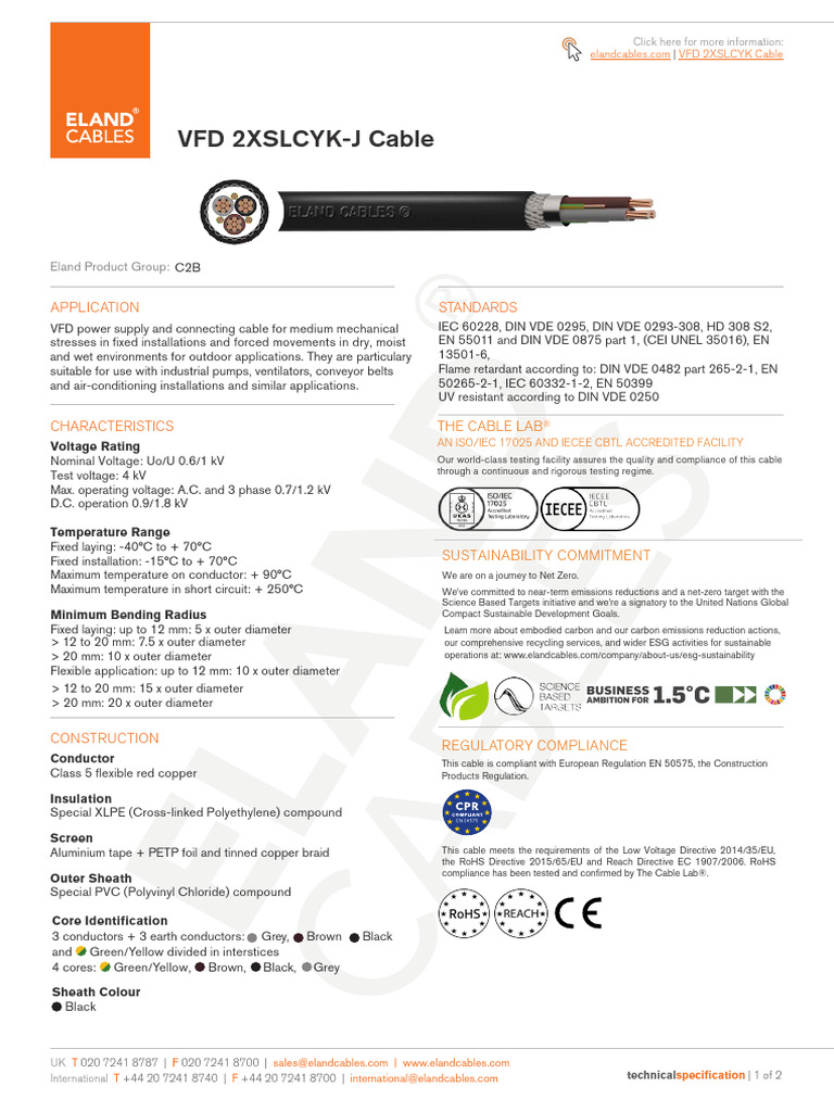 VFD 2xslcyk J Cable | PDF