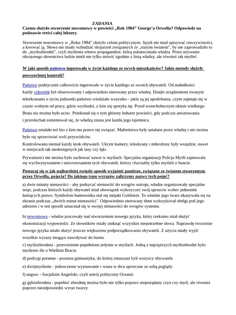 Rok 1984 Zadania | PDF