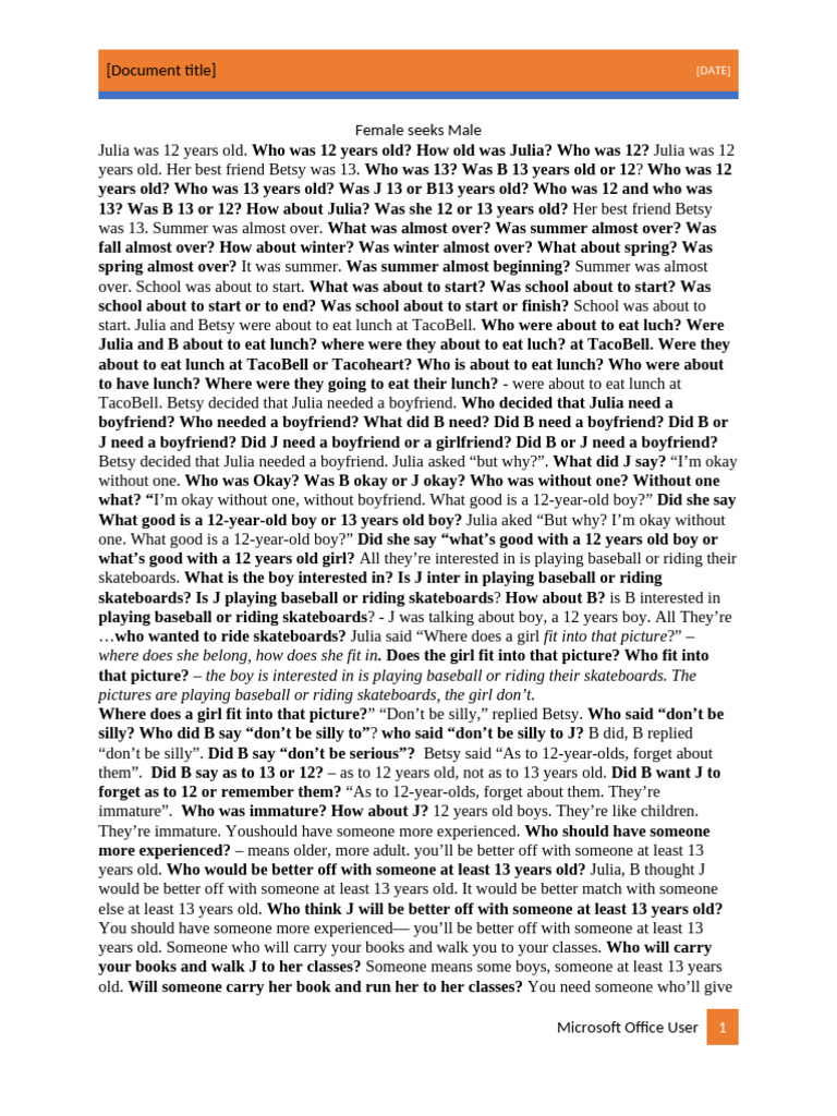 Female Seeks Male | PDF