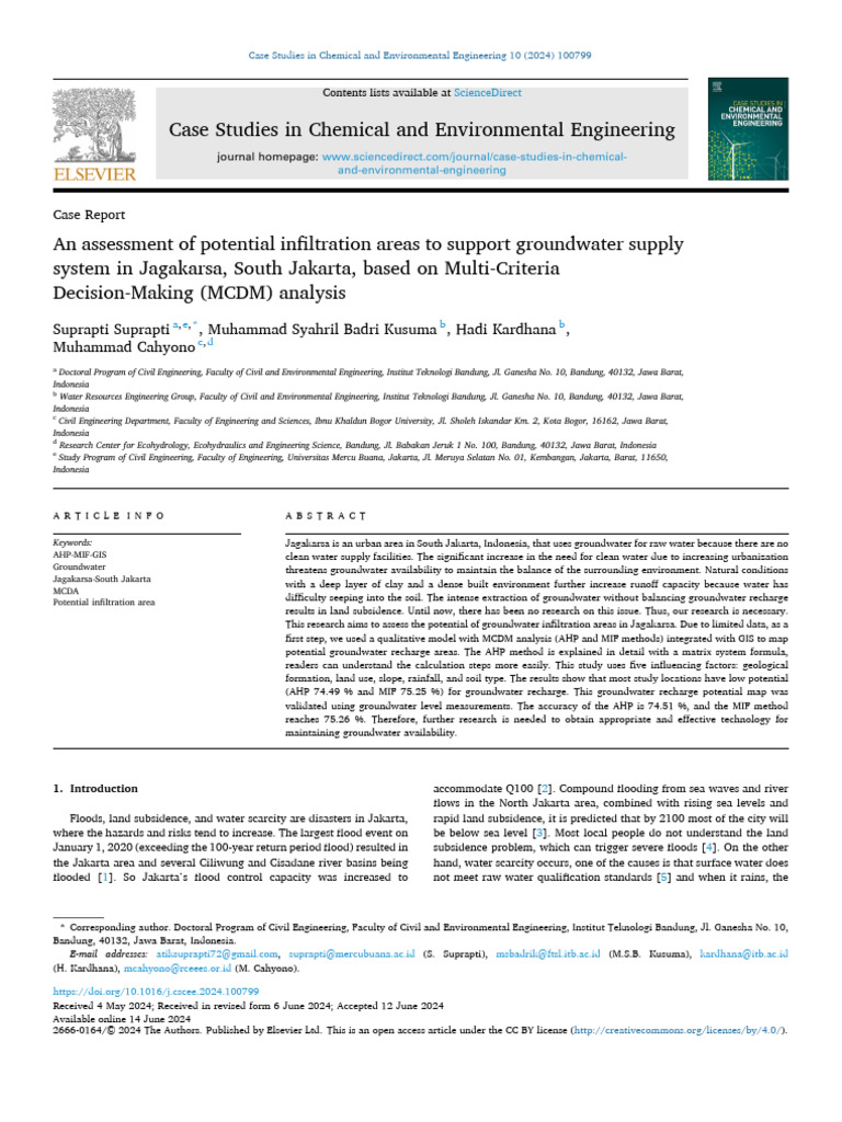 An Assessment of Potential Infiltration Areas To Support Groundwater ...