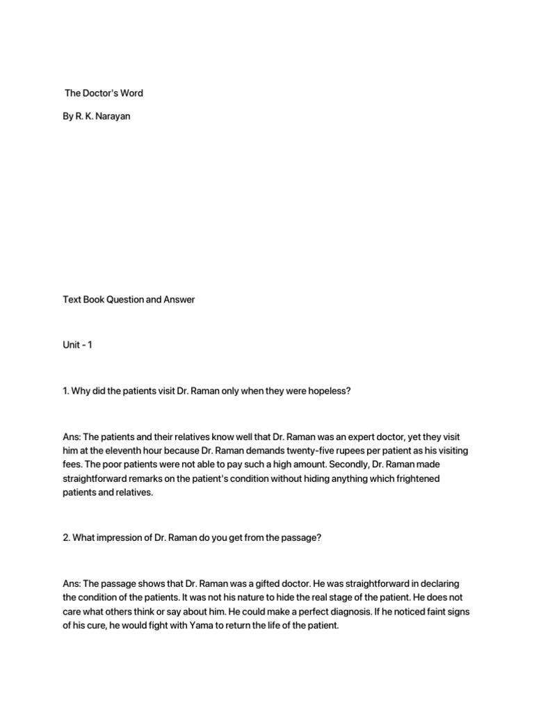 The Doctor's Word Questions and Answers | PDF