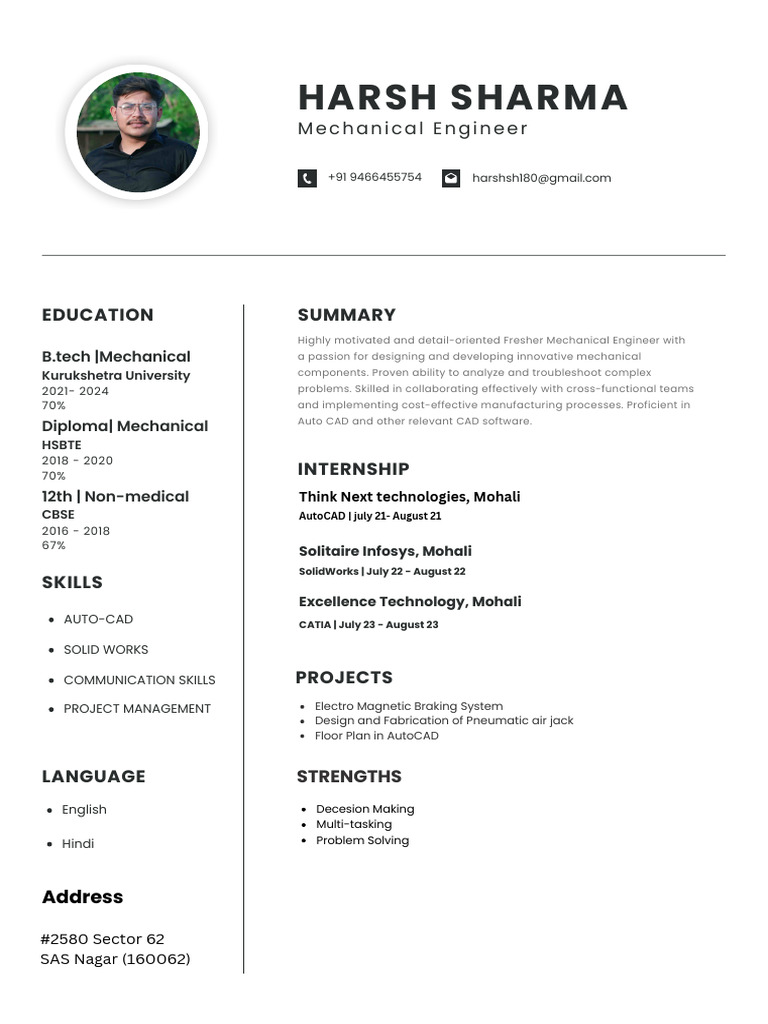 Harsh Resume Mech2 | PDF
