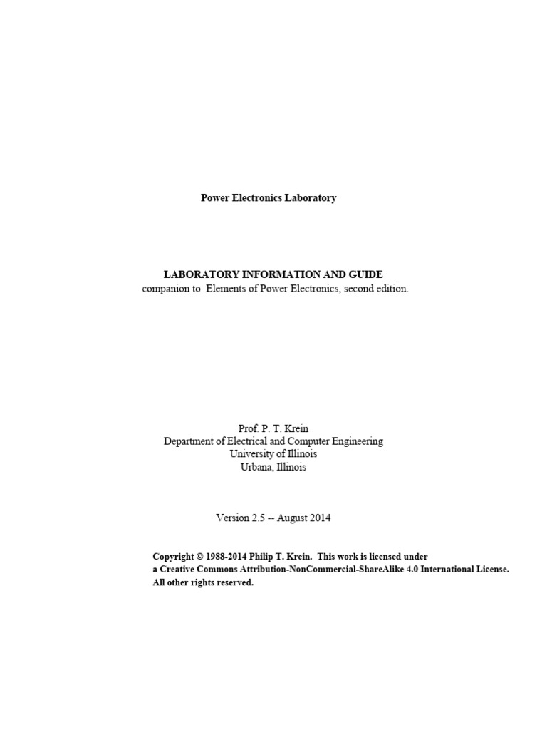 Power Electronics Laboratory: Companion To Elements of Power ...
