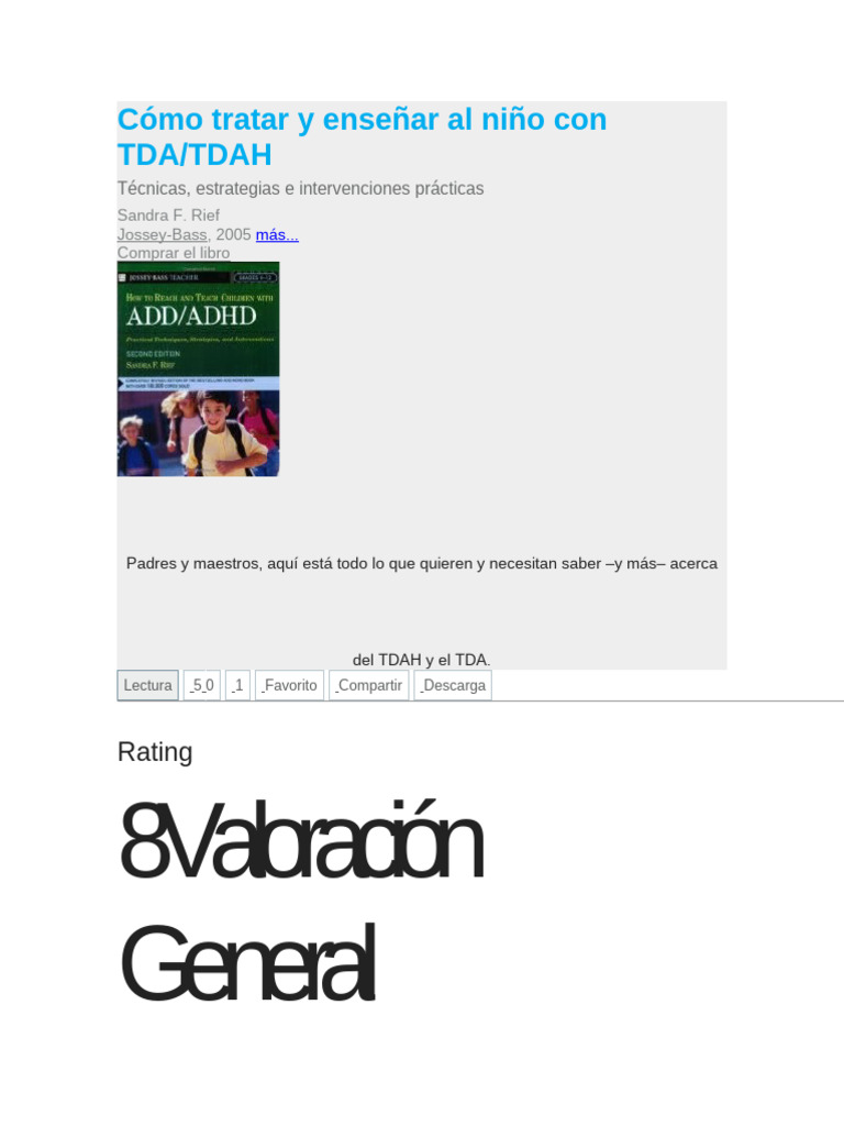 Cómo Tratar y Enseñar Al Niño Con TDA | PDF