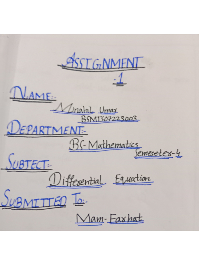 Assignment 1 of Ordinary Differential Equations | PDF