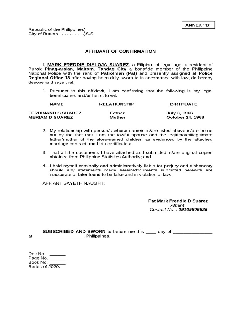7 Affidavit of Confirmation 3 | PDF