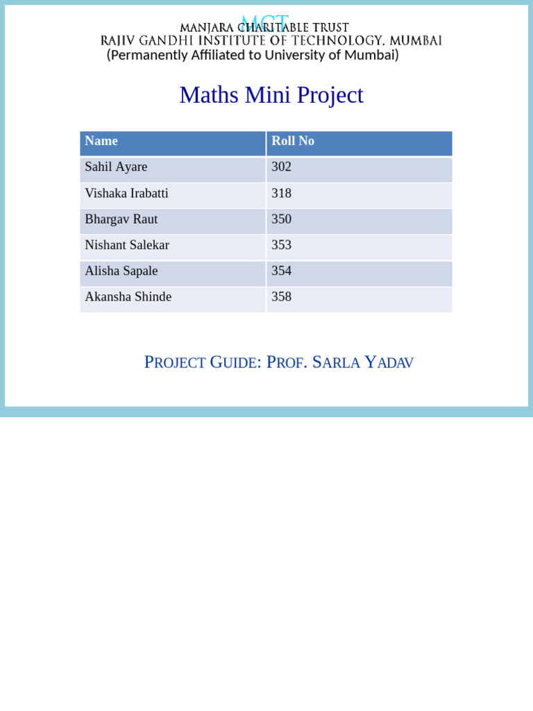 Maths Miniproject | PDF