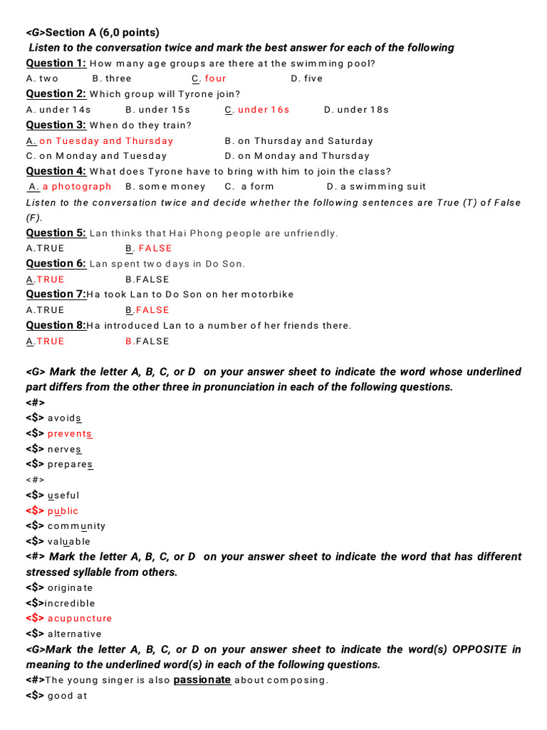 T Anh Lop10 HKI 2020 | PDF