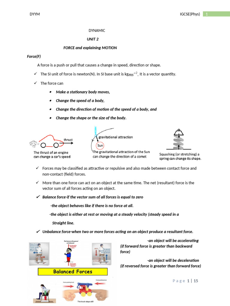 Forces Notes Pdf