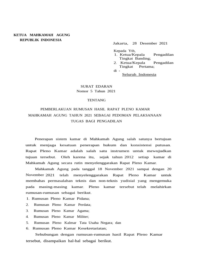 Sema 5 Tahun 2021 | PDF