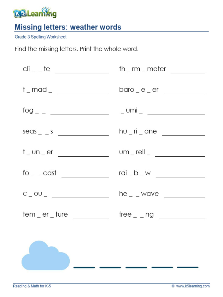 Grade 3 Missing Letters 5 | PDF