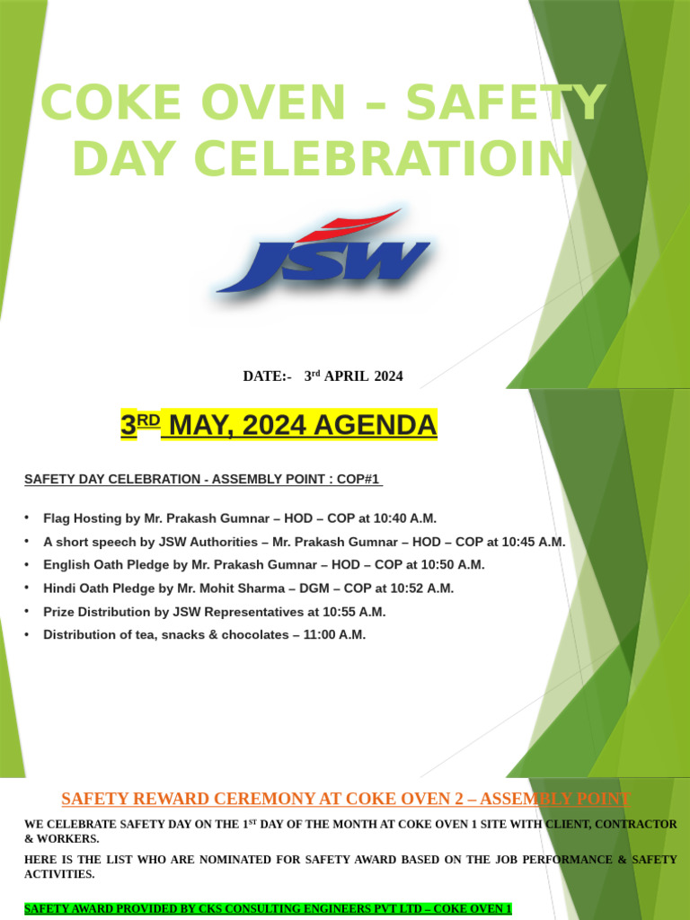 SAFETY REWARD - 3rd MAY 2024 - JSW - COP1 | PDF