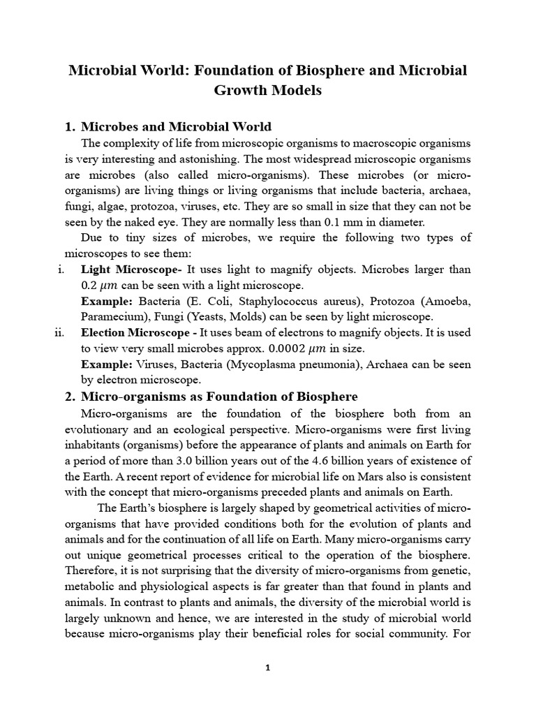 Microbes and Microbial Population Models | PDF