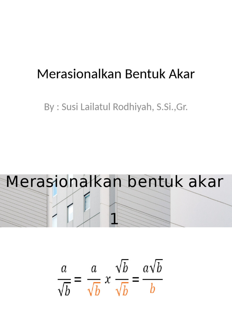 Merasionalkan Bentuk Akar | PDF