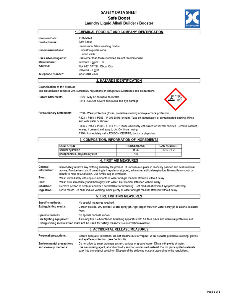 Safe Boost SDS | PDF | Dangerous Goods | Occupational Safety And Health