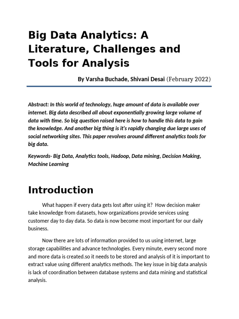 Big Data Analytics Research Paper | PDF