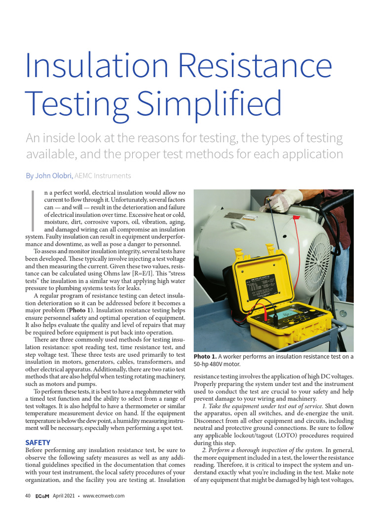 AEMC-EMC-Insulation-Resistance-Testing-Simplified-0421 | PDF AEMC-EMC-Insulation-Resistance-Testing-Simplified-0421 | PDF