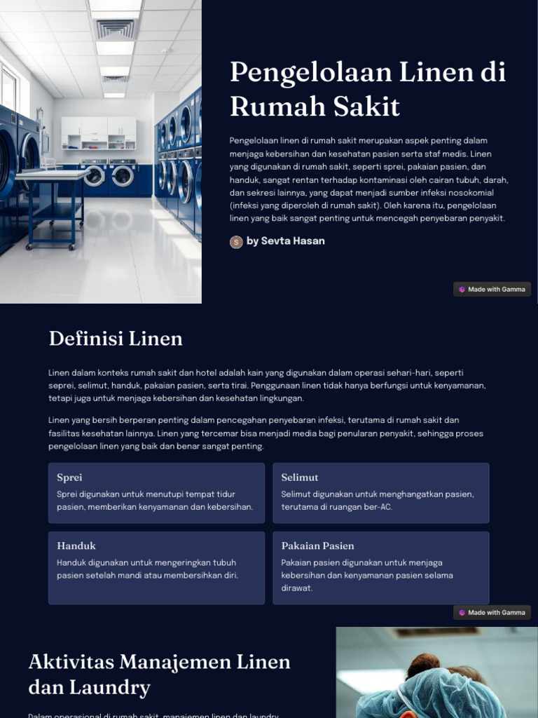 Pengelolaan Linen Di Rumah Sakit | PDF