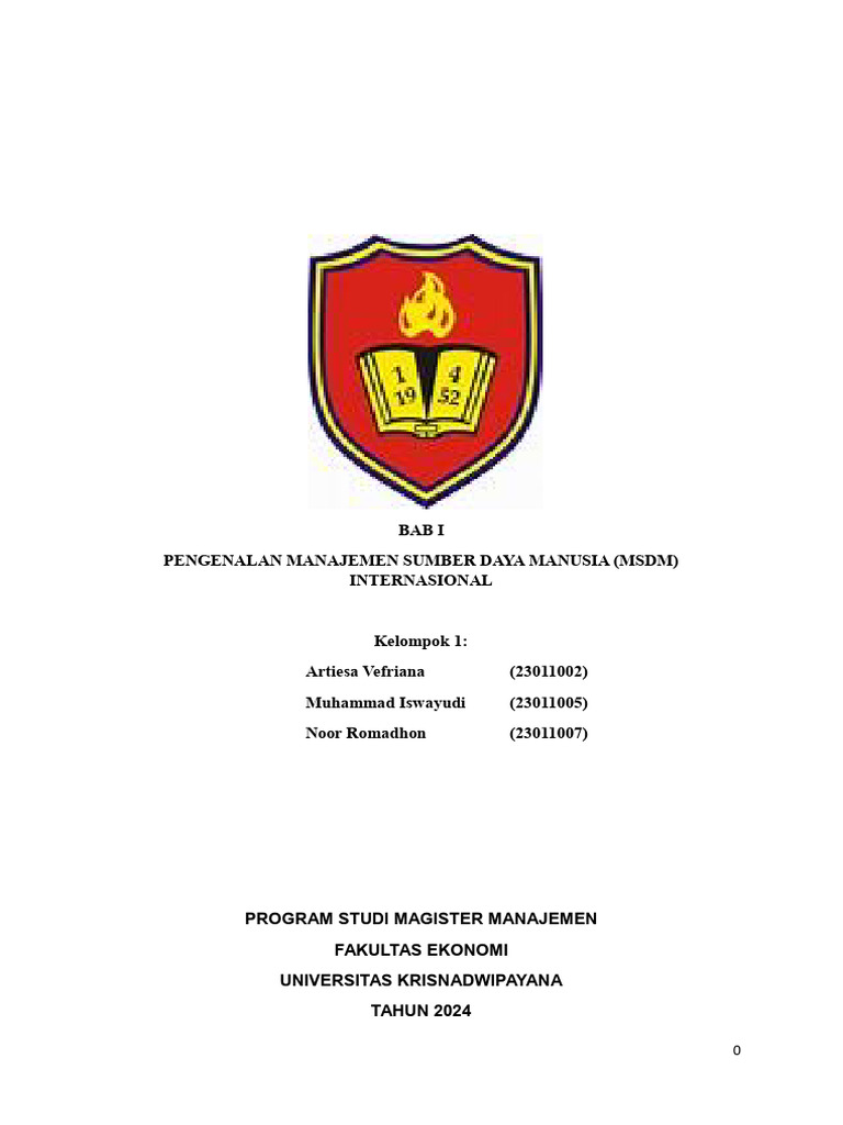 Makalah MSDM Kelompok 1 Pengenalan MSDM Internasional - 250924 | PDF