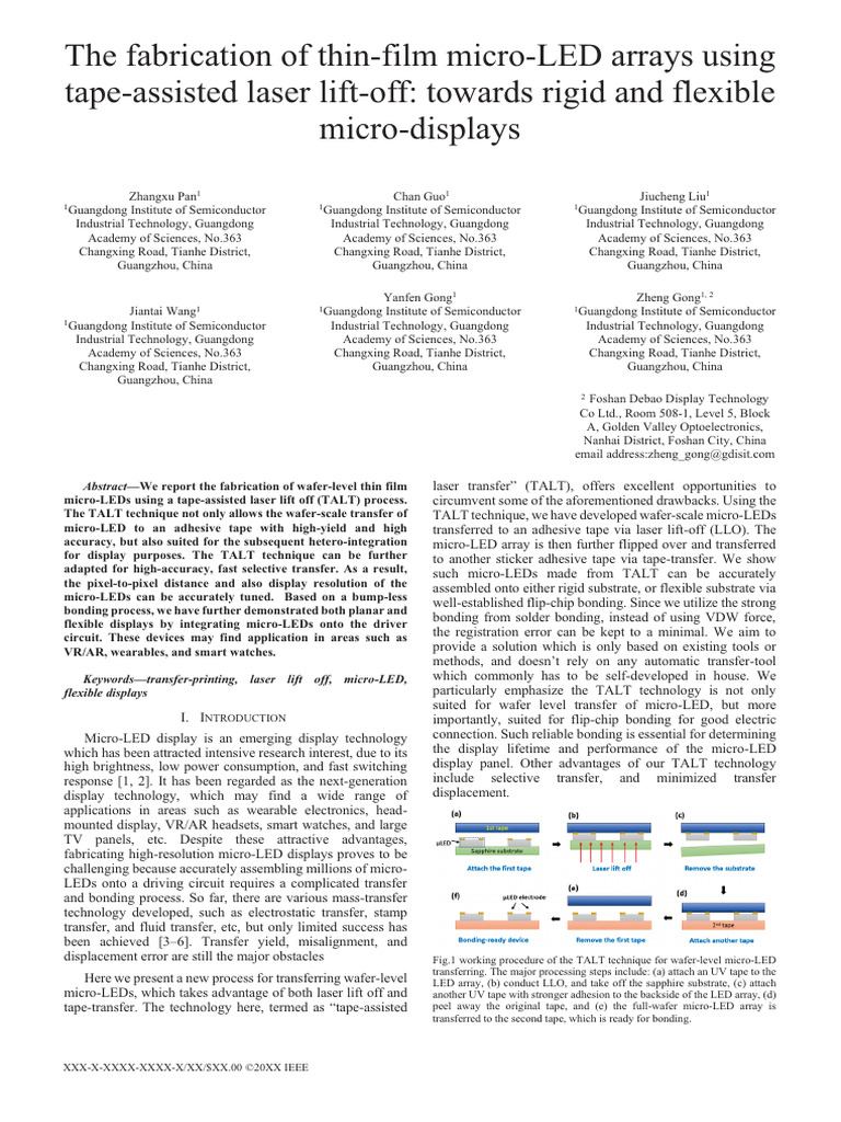 The Fabrication of Thin-Film micro-LED Arrays Using Tape-Assisted Laser ...