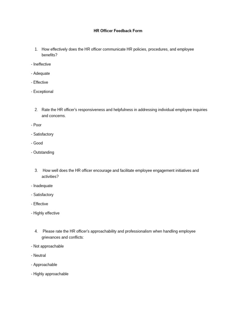 Feedback Form - HR | PDF