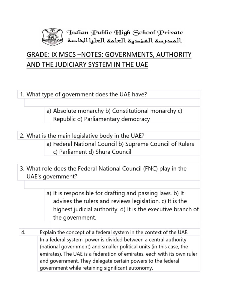 Constitution of Uae - Notes | PDF
