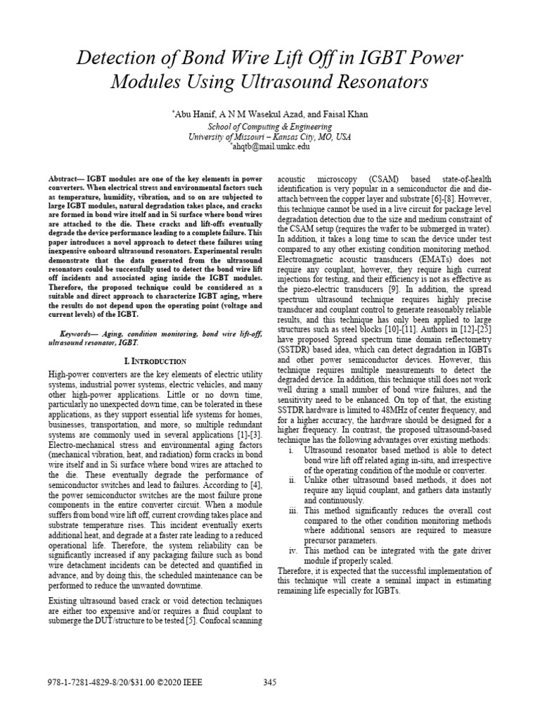 Detection of Bond Wire Lift Off in IGBT Power Modules Using Ultrasound ...