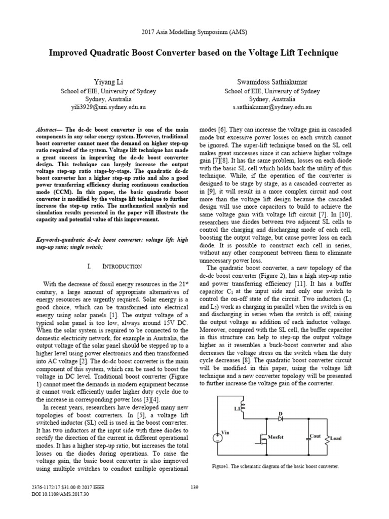 Improved Quadratic Boost Converter Based On The Voltage Lift Technique | PDF