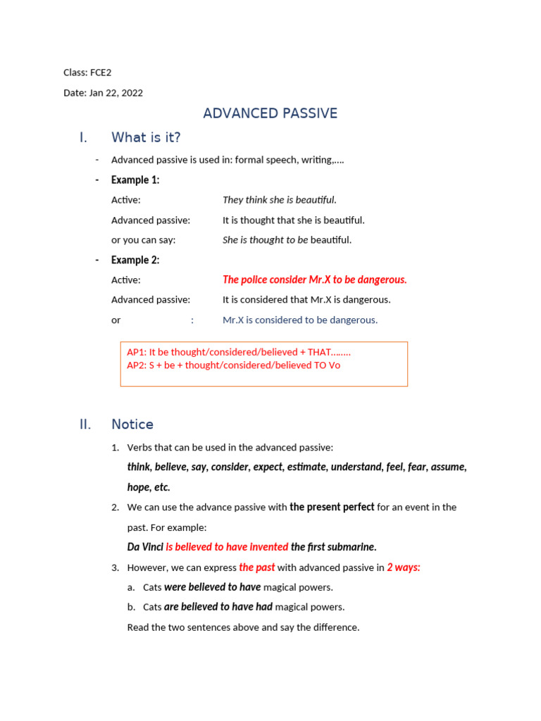 Fce - Unit 7 - Advanced Passive | PDF